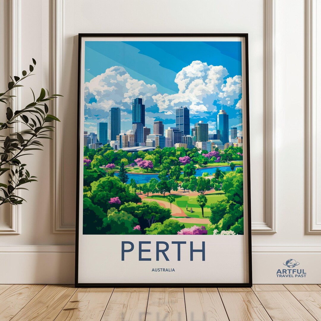 Perth Wall Art, Perth Cityscape Print, Australia Travel Poster, Perth ...