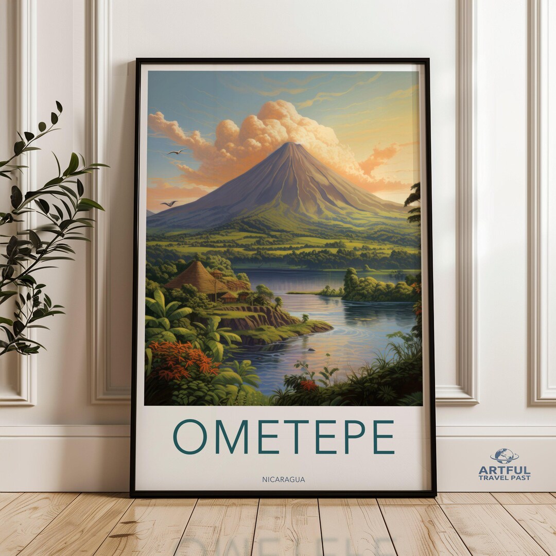 Ometepe Wall Art, Nicaragua Travel Poster, Scenic Landscape Print ...
