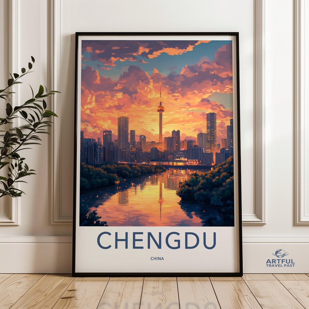 Chengdu Skyline Wall Art, Sunset Cityscape Print, Urban Decor, City ...