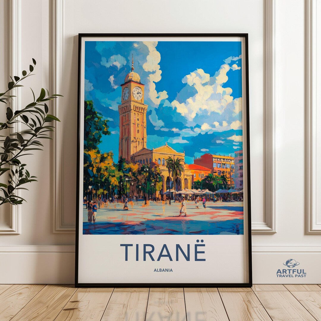 Tirane Albania Wall Art, Tirana Clock Tower Print, European Cityscape ...
