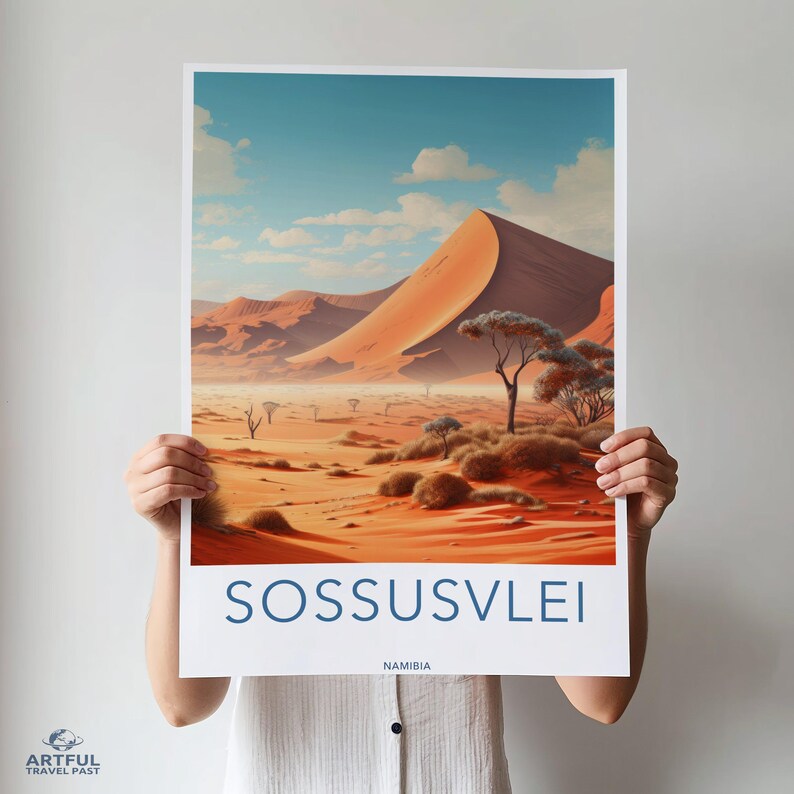 Sossusvlei Wall Art, Namibia Landscape Print, Desert Dunes Art, Scenic Nature Poster, African ...