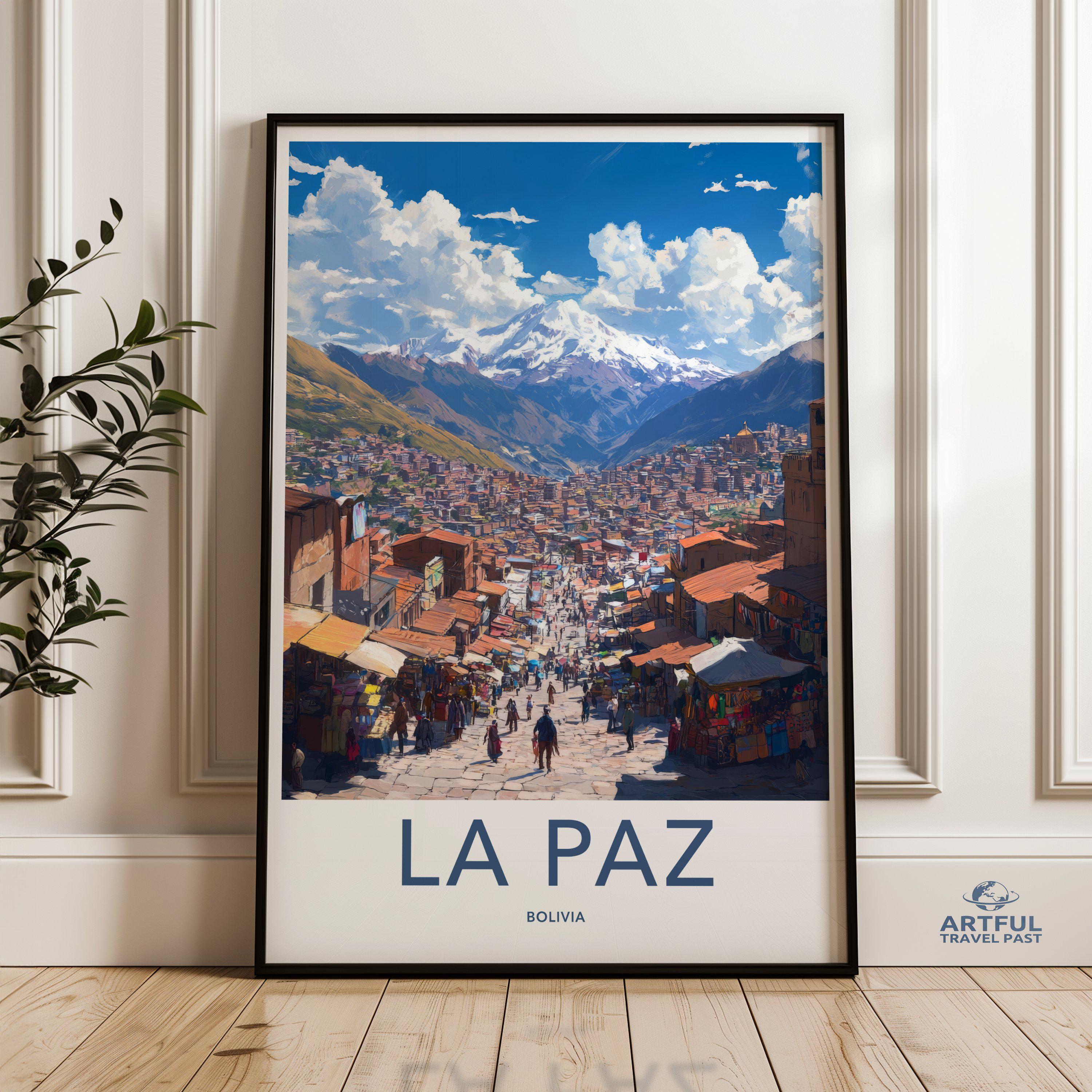 La Paz Bolivia Wall Art, Colorful Cityscape Print, Andean Mountains ...