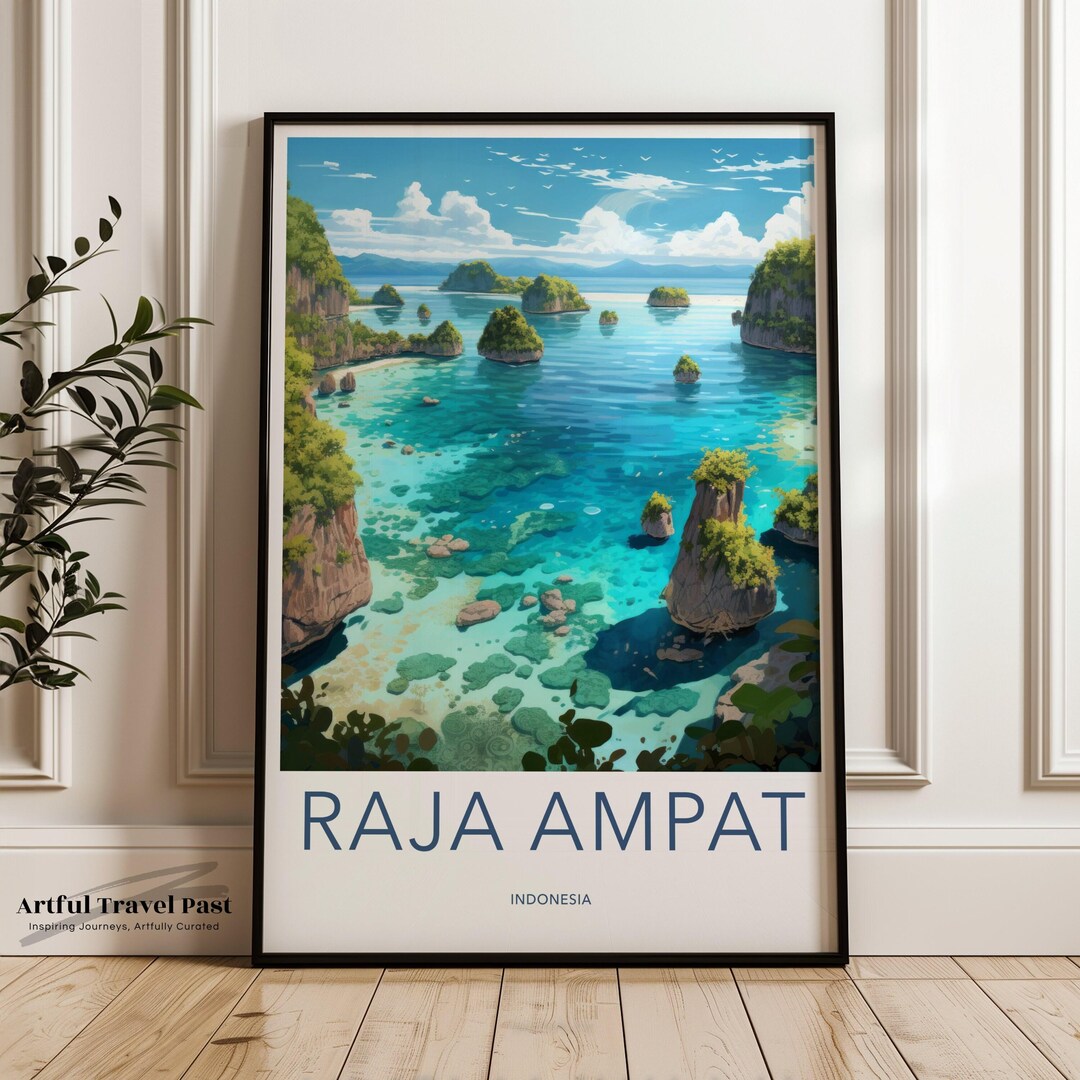Raja Ampat Wall Art Print, Indonesia Coastal Landscape, Home Decor ...