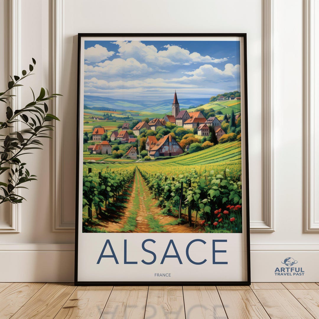 Alsace France Wall Art, European Countryside Landscape Print, Vintage ...