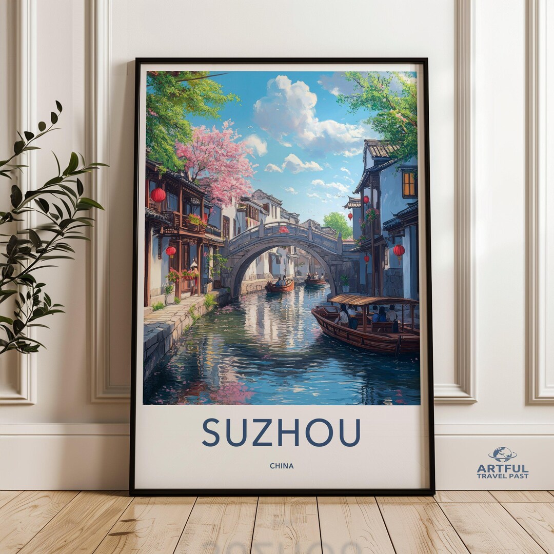 Suzhou China Wall Art, Canal Scene Print, Asian Landscape, Boat Ride ...