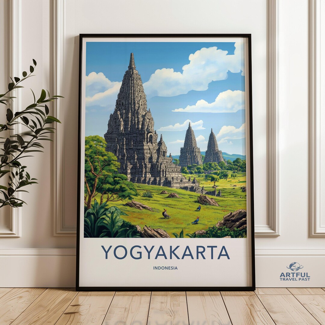 Yogyakarta Indonesia Wall Art Print, Travel Poster, Vintage Style Decor ...