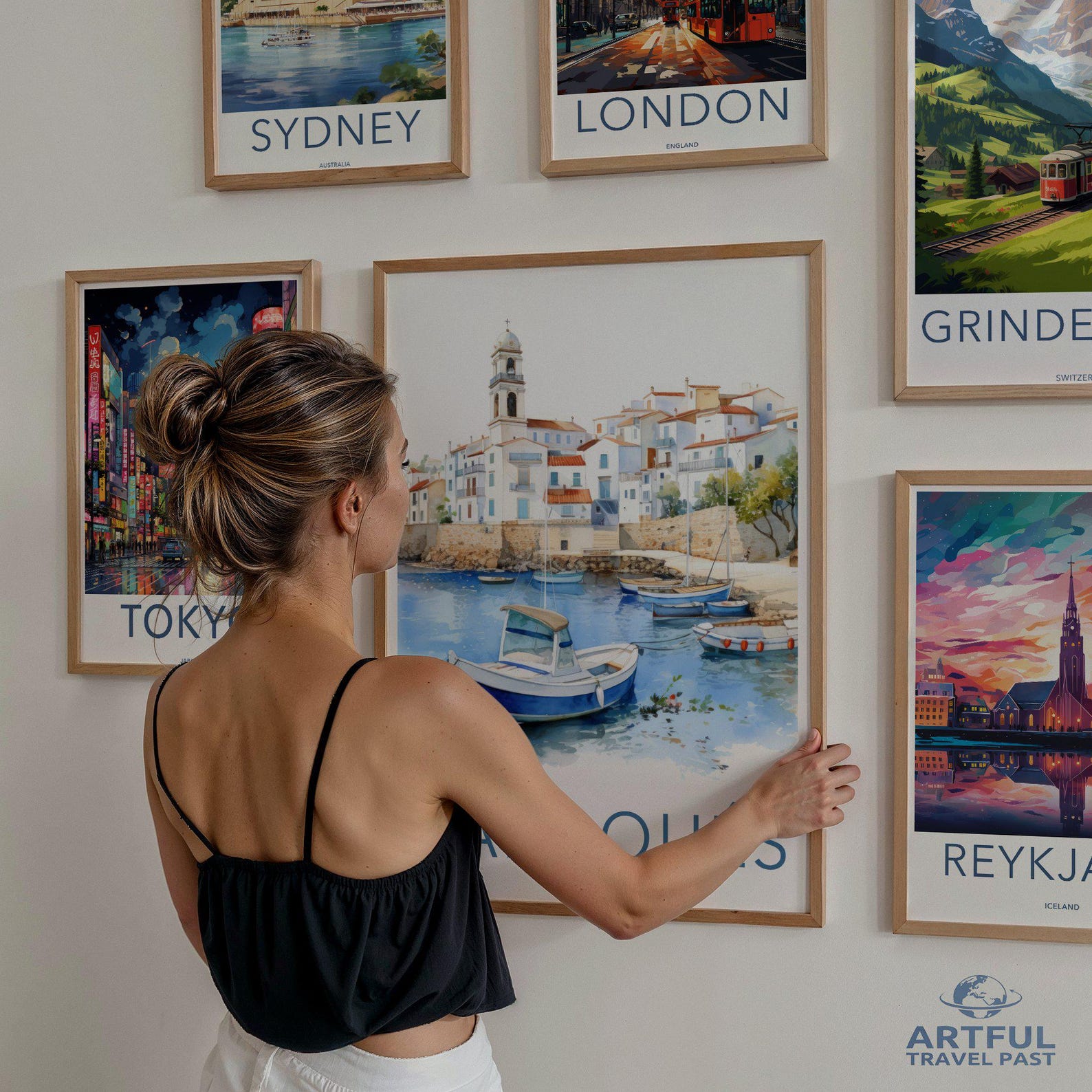 Cadaques Coastal Village Painting, Mediterranean Seascape Wall Art ...