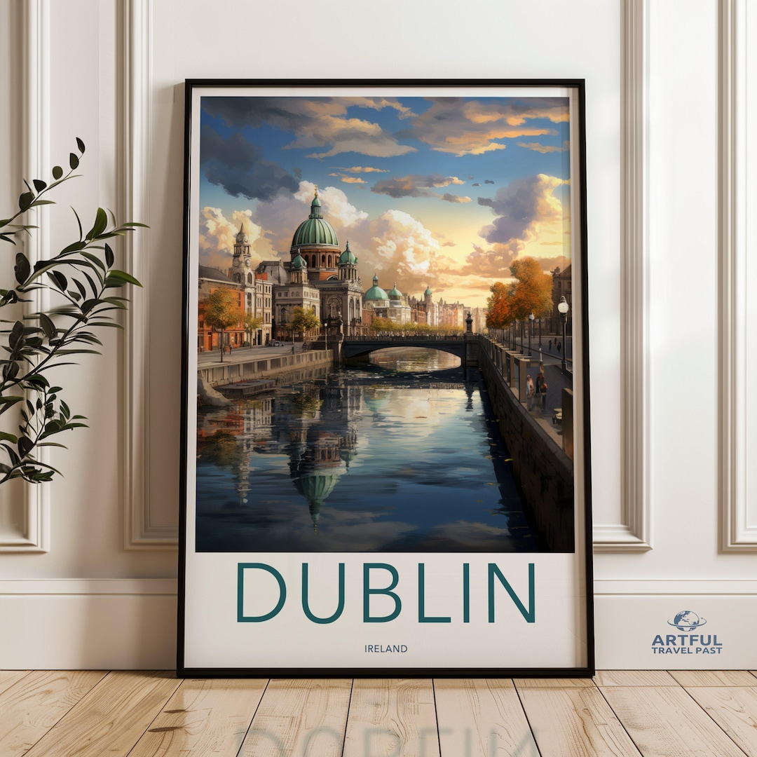 Dublin Wall Art Print, Vintage Dublin Poster, Ireland Cityscape ...