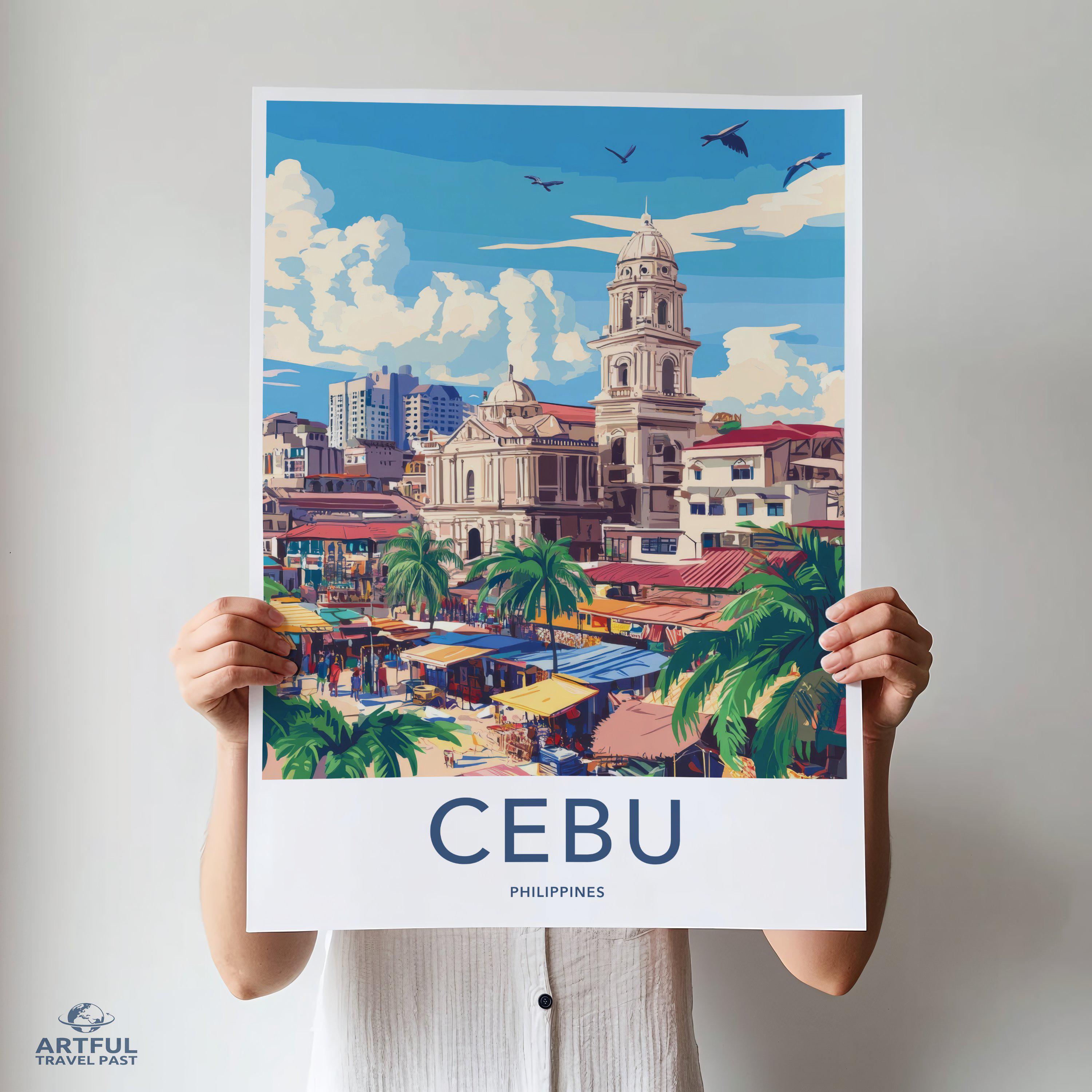Cebu Philippines Wall Art, Travel Poster, Cityscape Print, Vibrant ...