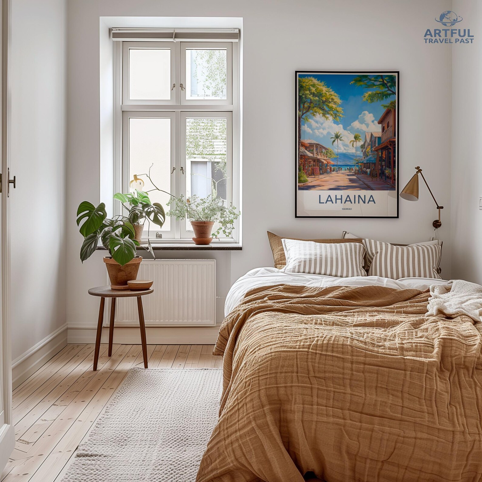 Coastal Lahaina Hawaii Poster, Beach Scene Wall Art, Hawaiian Street ...