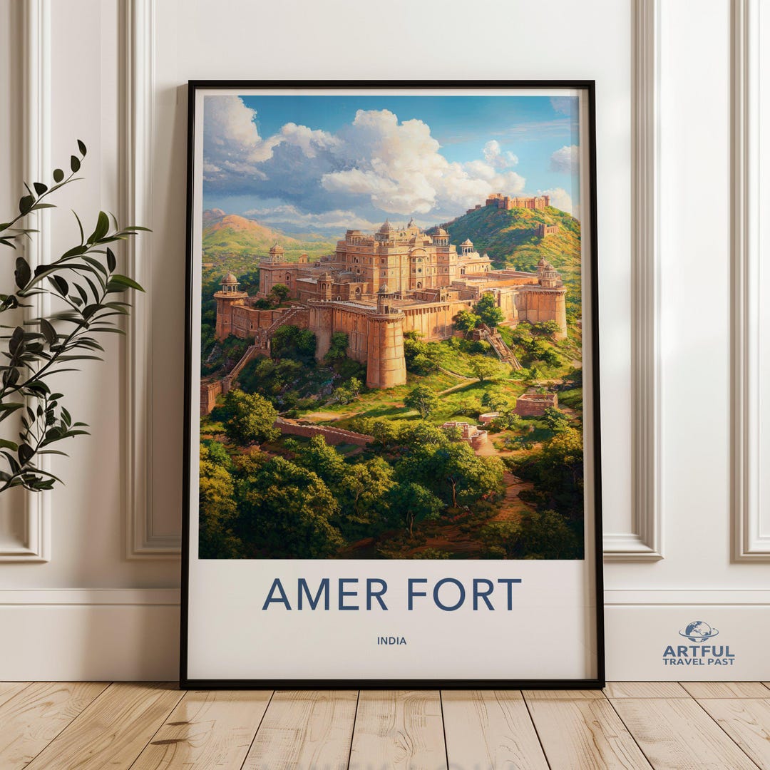 Vintage Amer Fort Wall Art India, Amer Fort Wall Poster, Historical ...