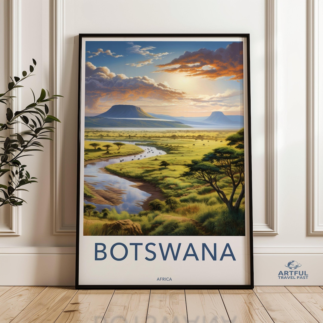 Botswana Landscape Wall Art, African Sunset Scenery, Safari Wildlife ...