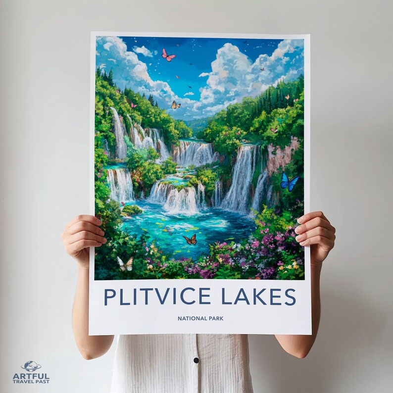 Plitvice Lakes National Park Wall Art, Beautiful Nature Waterfall Scene ...