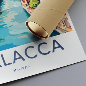 Malacca Malaysia Wall Art Print, Colorful Street and Canal Scene ...