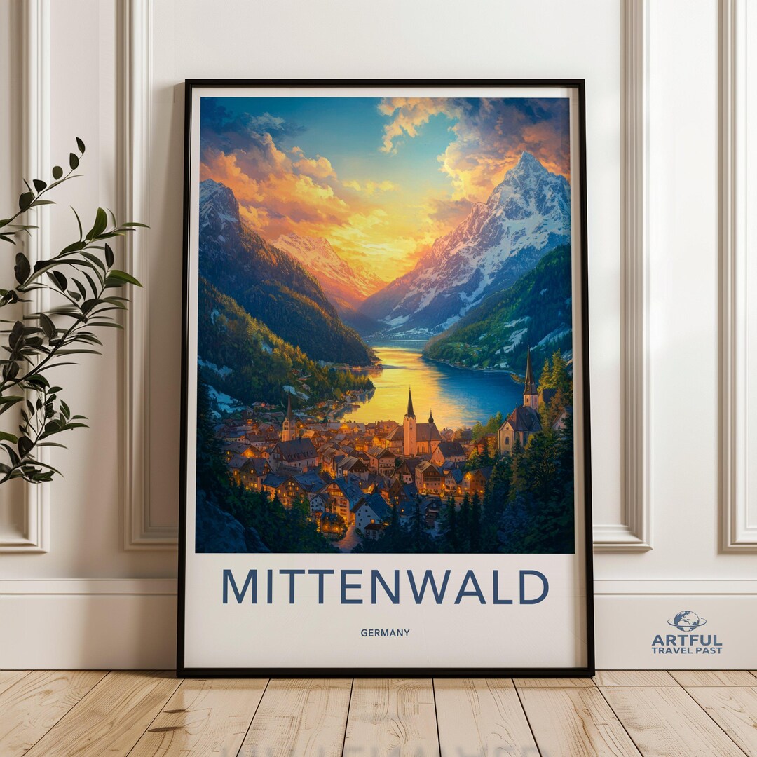Mittenwald Germany Landscape Wall Art, Travel Poster Print, Mountain ...