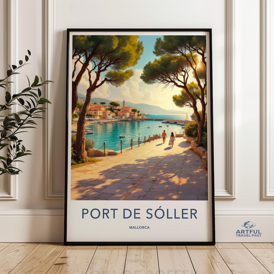 Ná Port De Sóller Wall Art, Mallorca Poster Art Print, Coastal Village ...