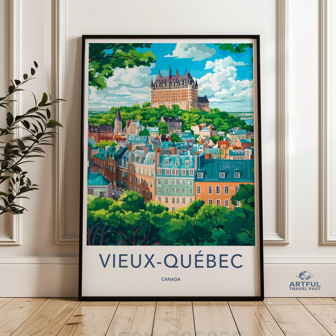Quebec City Wall Art, Canada Travel Poster, Vieux Quebec Print, Vintage ...