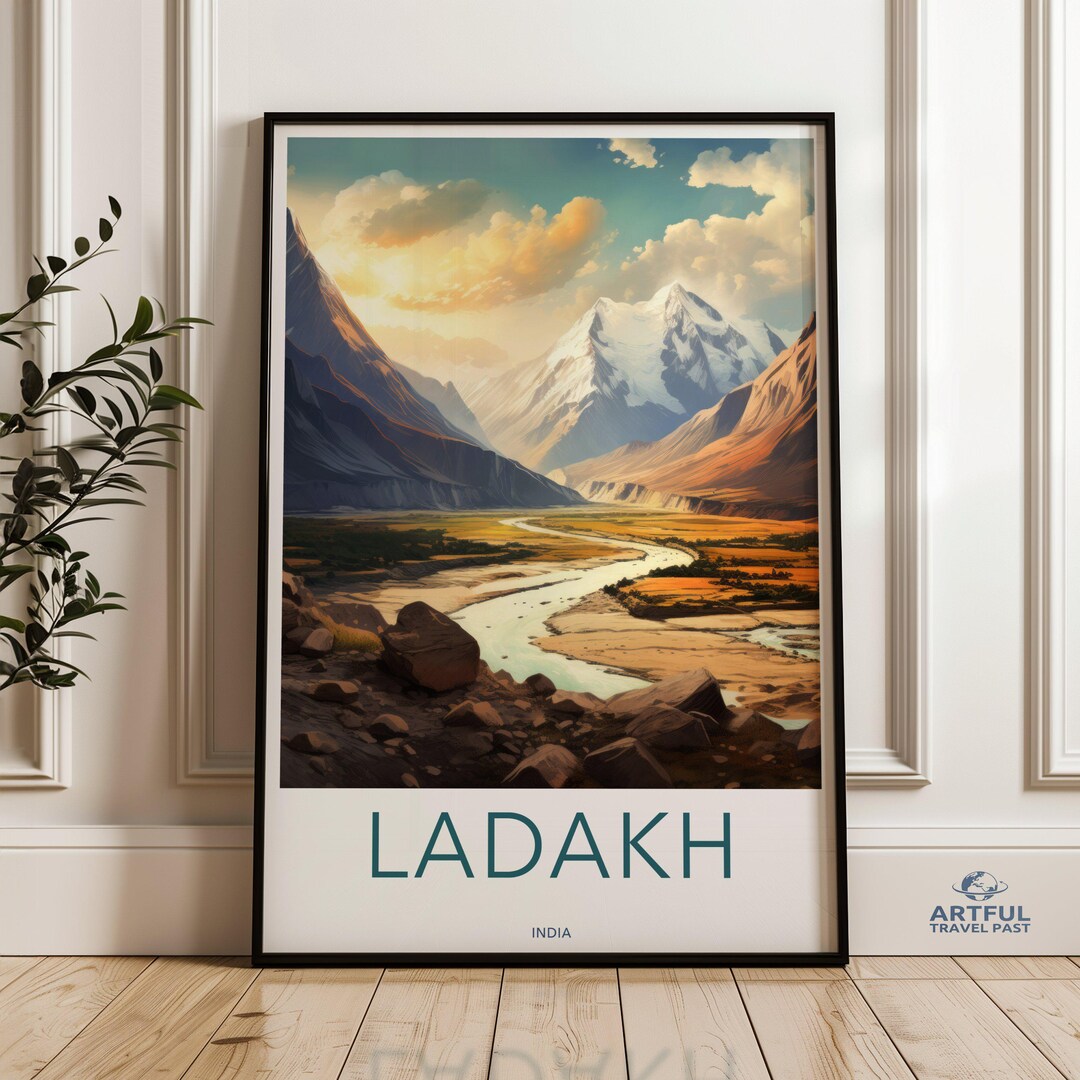 Ladakh Wall Art, Himalayan Landscape Print, Scenic Mountain Poster ...