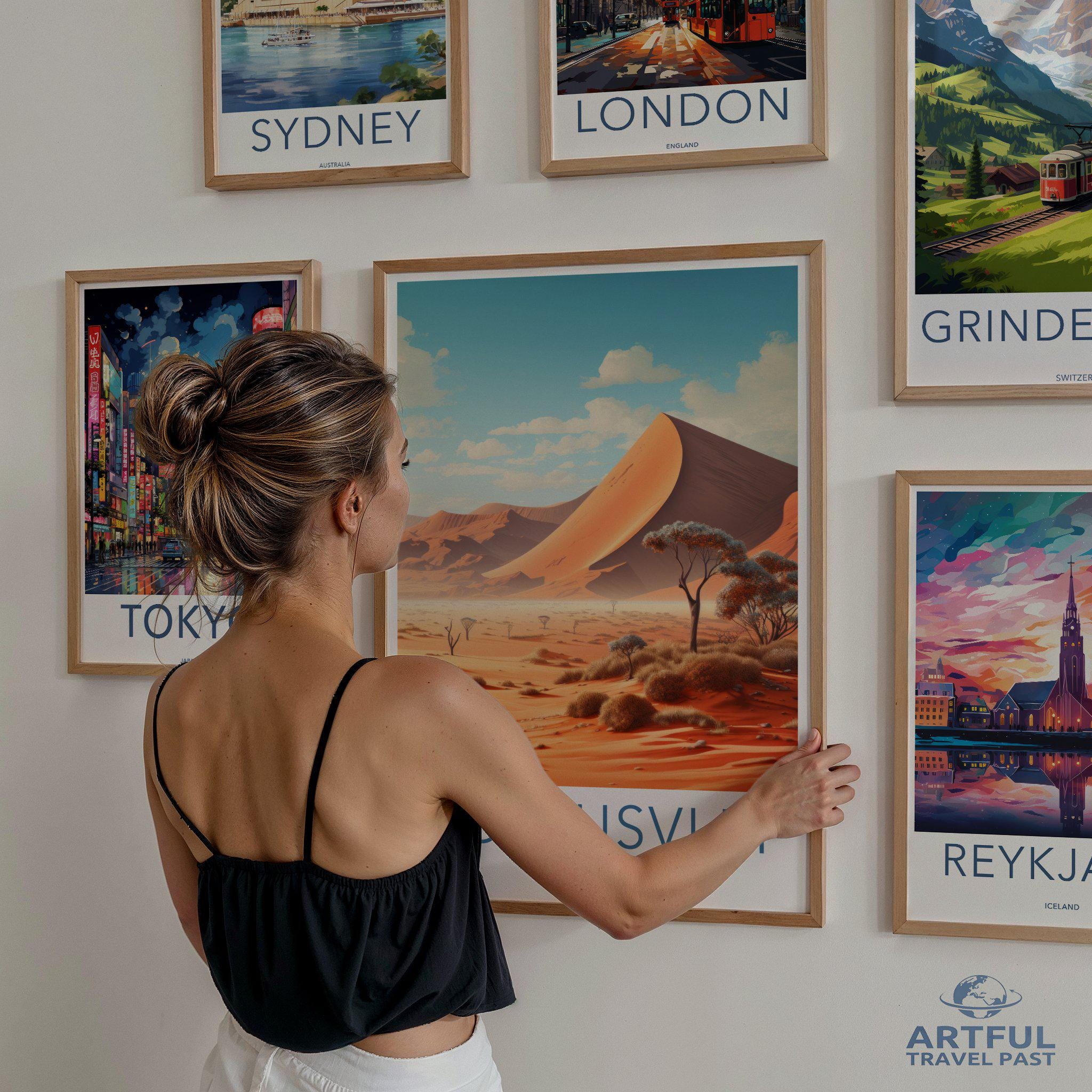 Sossusvlei Wall Art, Namibia Landscape Print, Desert Dunes Art, Scenic Nature Poster, African ...