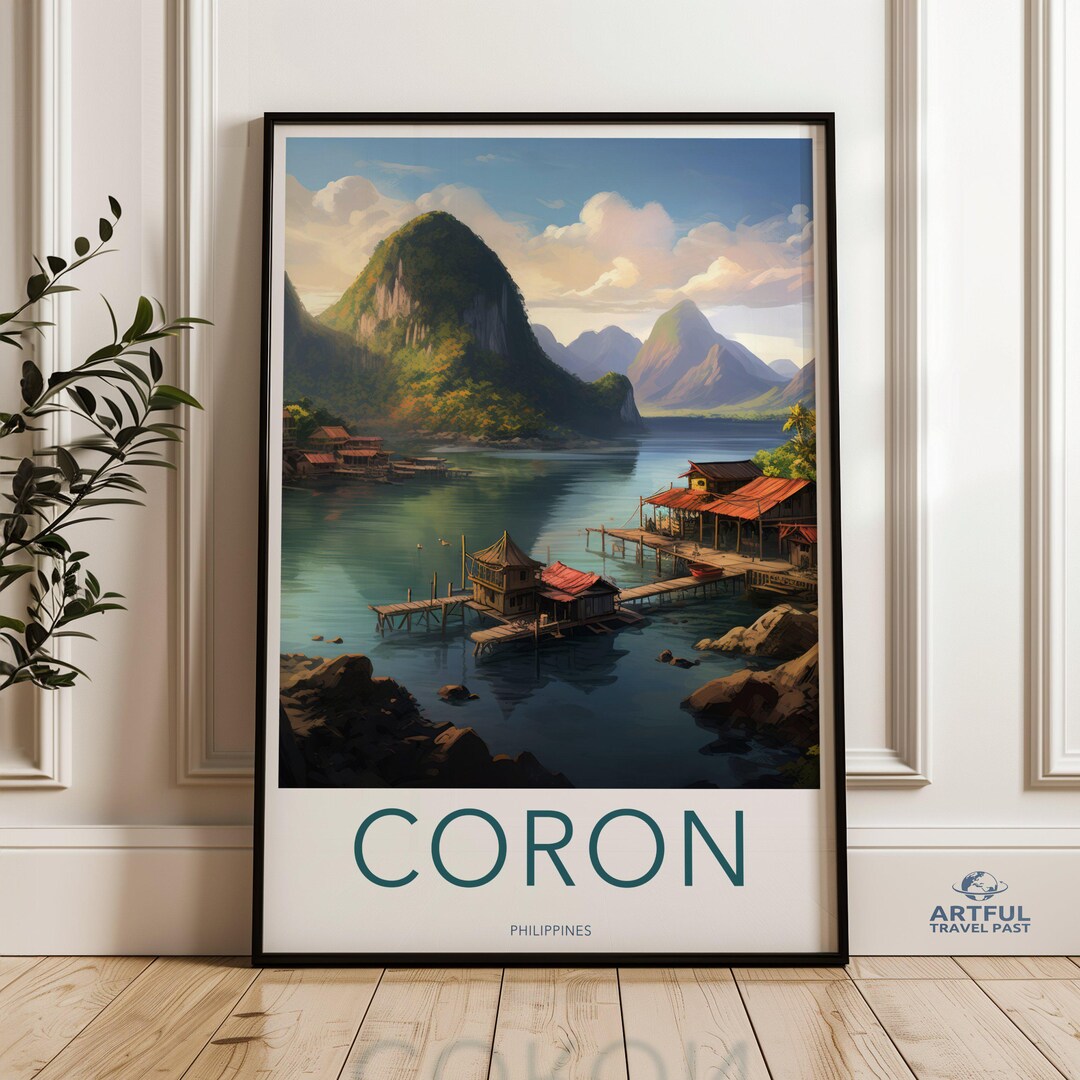 Coron Philippines Poster Art Print, Coastal Wall Decor, Nature Travel ...