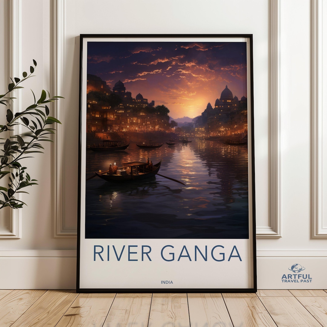 River Ganga Wall Art, India Scenic Poster, Cultural Landmark Decor ...