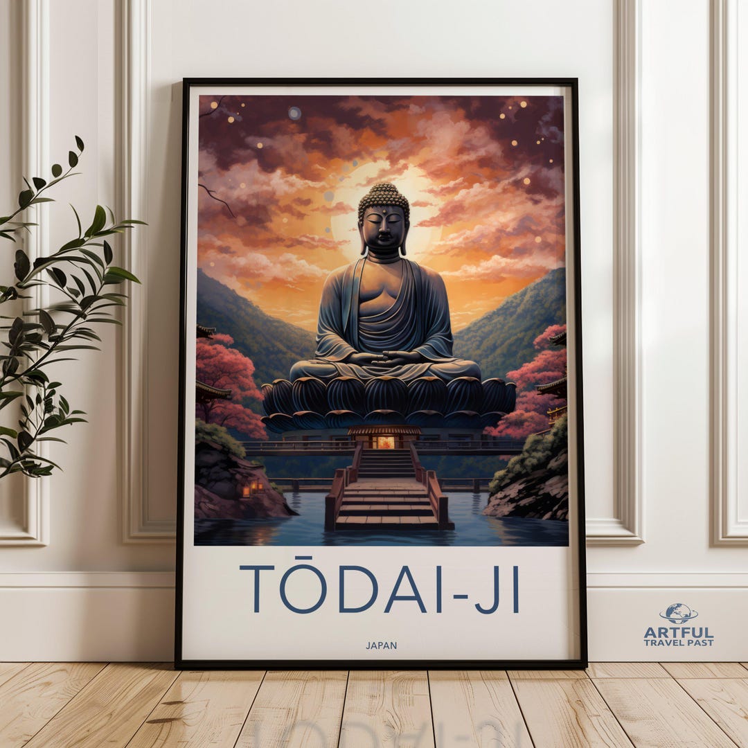 Todai-ji Temple Wall Art, Japanese Heritage Print, Sunset Buddhist ...