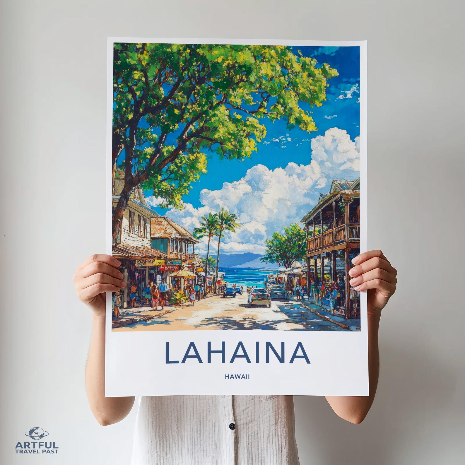 Lahaina Hawaii Vintage Travel Poster, Coastal Town Wall Art, Hawaiian ...