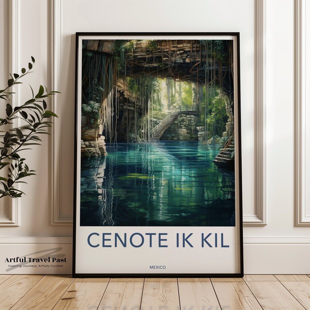 Cenote Ik Kil Poster, Mexico Natural Wonder Print, Framed Art, Scenic ...