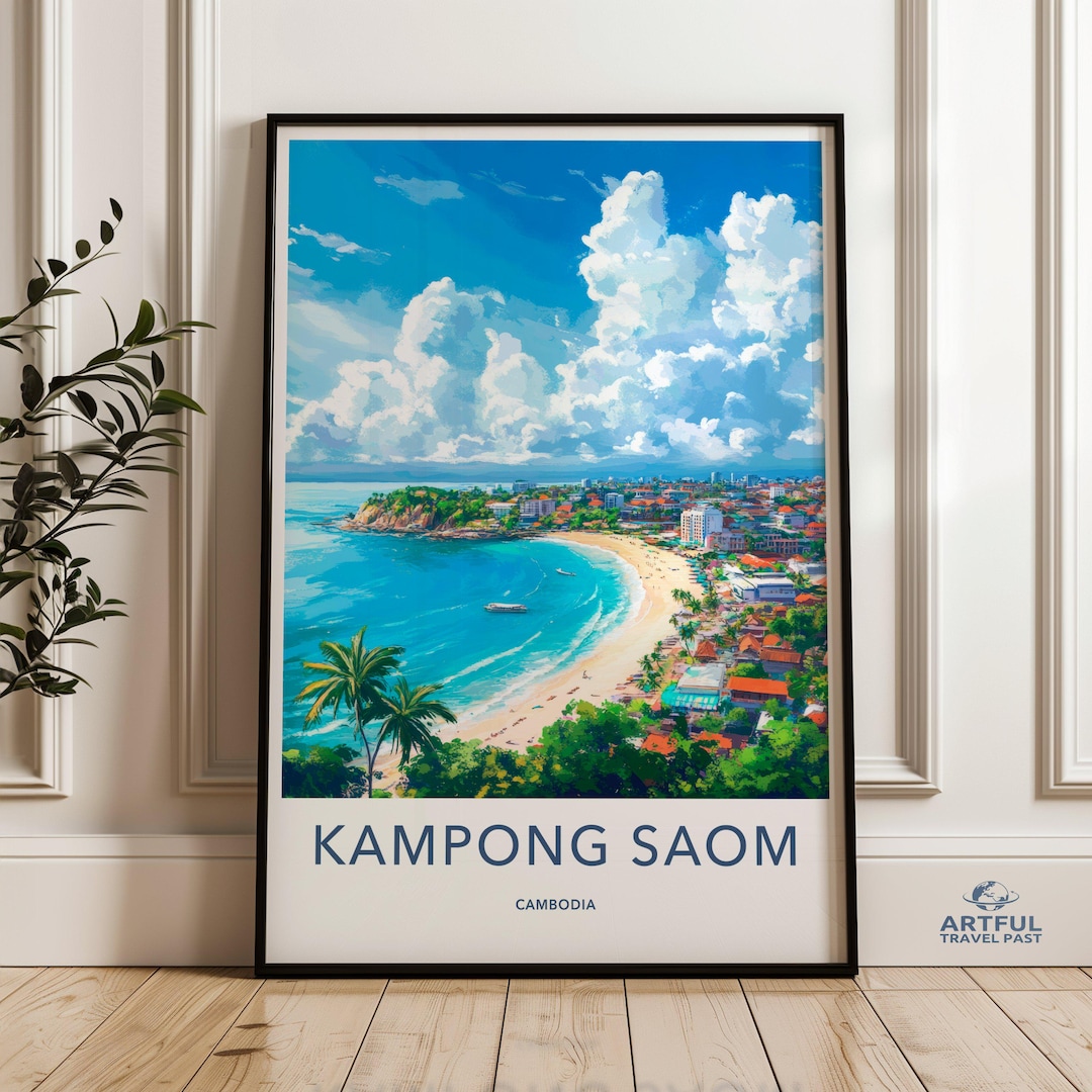 Kampong Saom Coastal Beach Scene Wall Art, Tropical Paradise Seaside ...