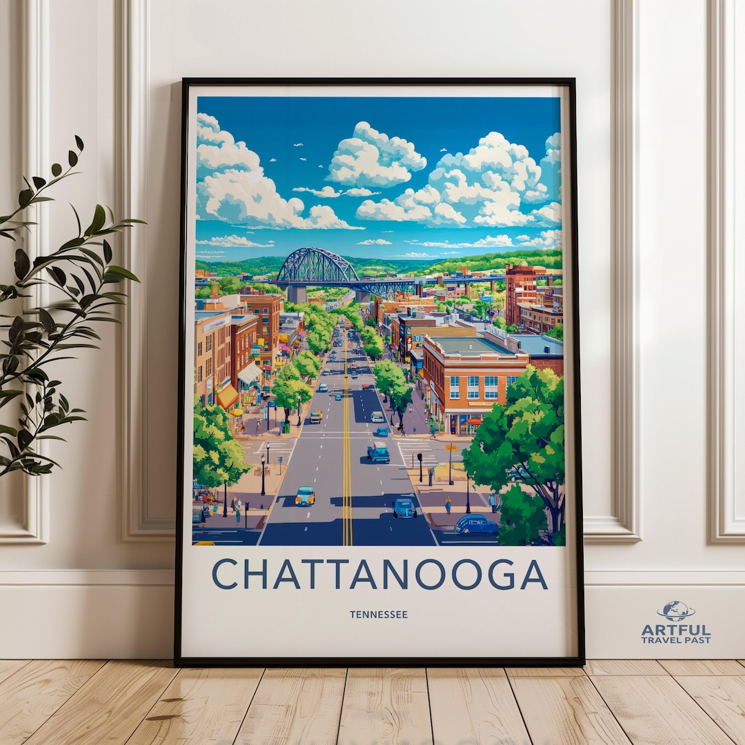 Chattanooga Tennessee Wall Art, Chattanooga Cityscape Print, Downtown ...