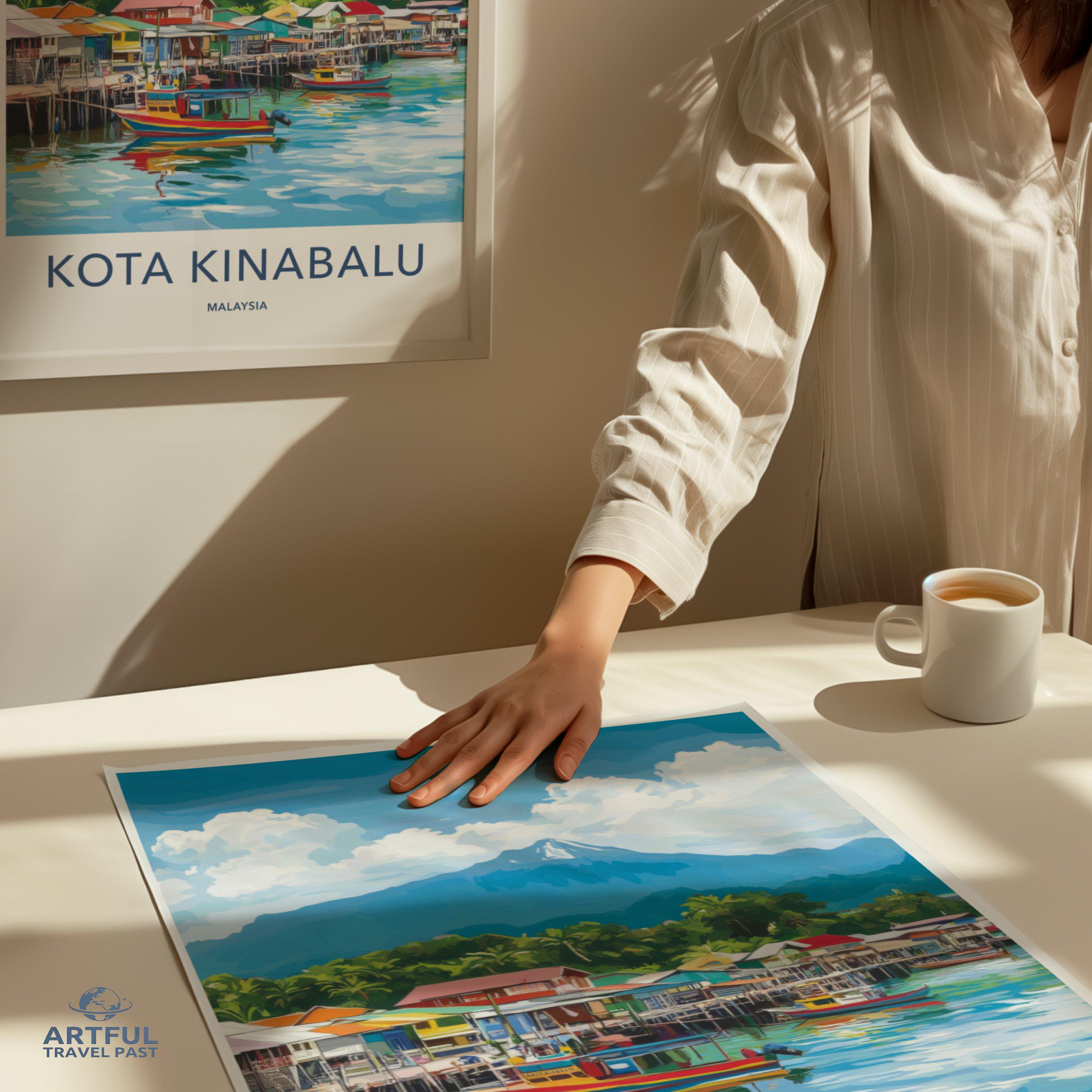 Beautiful Kota Kinabalu Wall Art Print, Vibrant Coastal Scene Decor ...