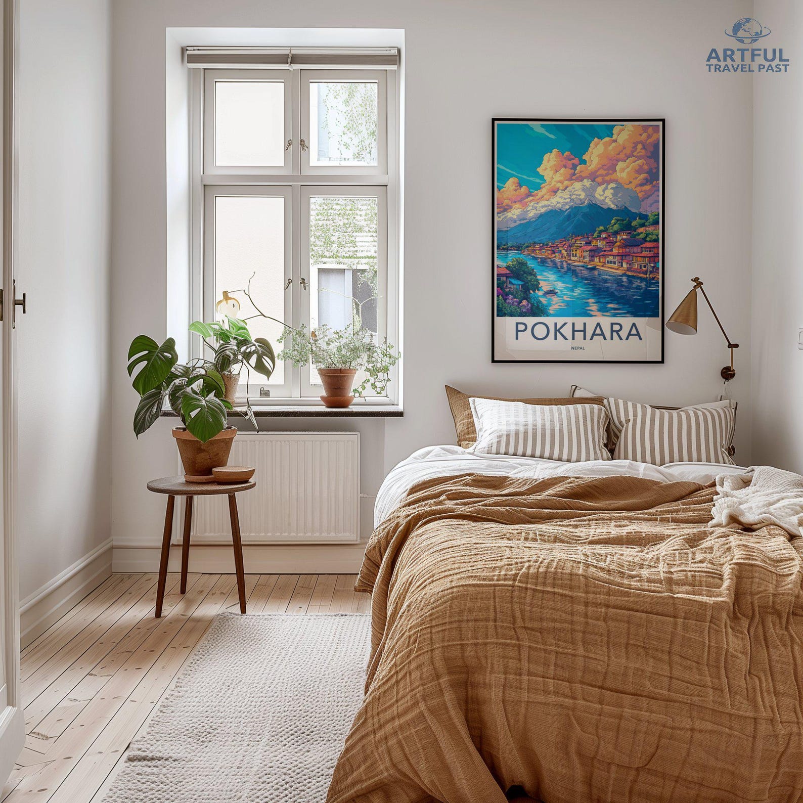 Pokhara Nepal Wall Art, Colorful Landscape Print, Scenic Home Decor ...