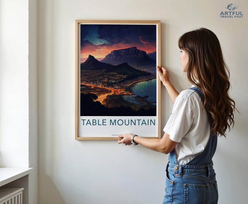 Table Mountain Wall Art Print, Cape Town Landscape, Sunset Over Table ...