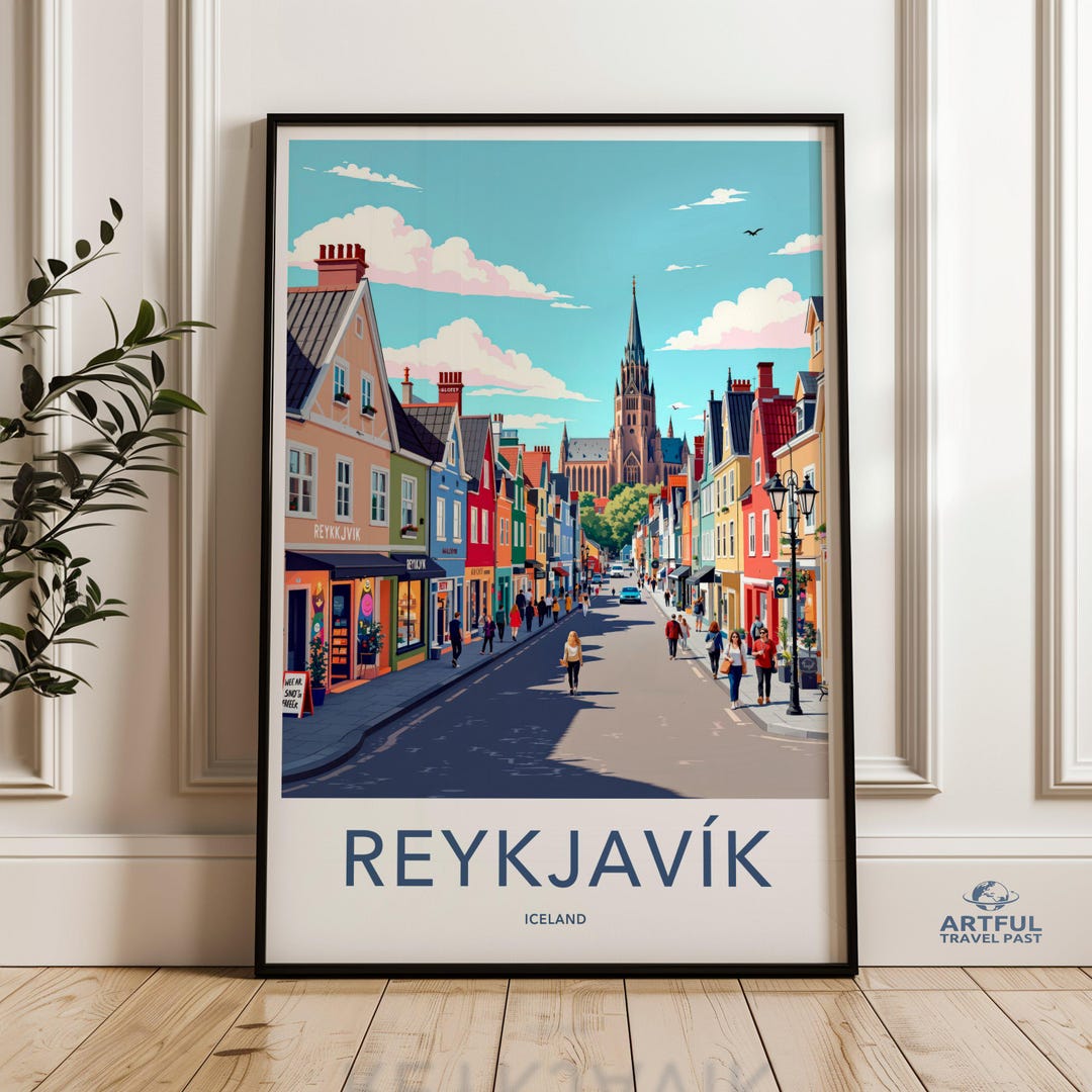 Reykjavik Iceland Street Scene Wall Art, Colorful Buildings Print ...