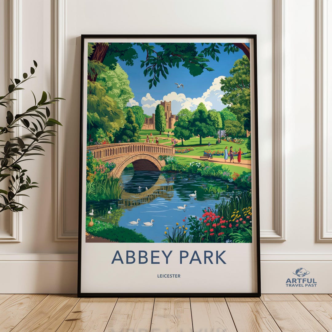 Vintage Abbey Park Leicester Poster, Retro Travel Wall Art Print ...