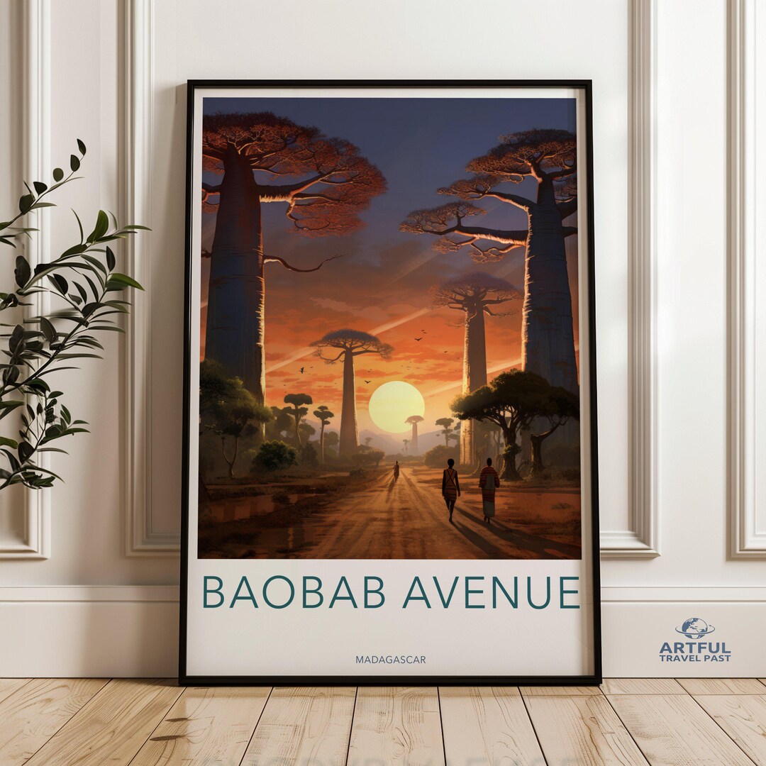 Baobab Avenue Wall Art, Sunset Landscape Print, Madagascar Nature Decor ...
