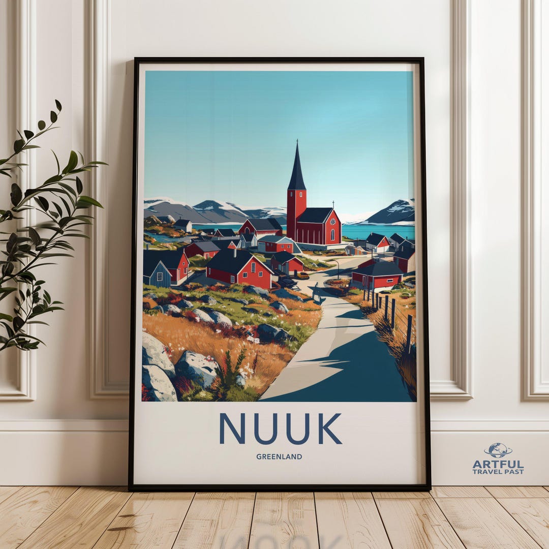 Nuuk Greenland Wall Art, Colorful Nuuk Artwork, Scandinavian Landscape ...