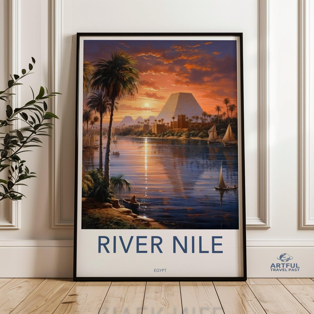 River Nile Wall Art Print, Sunset Over River Nile, Egypt Wall Decor ...