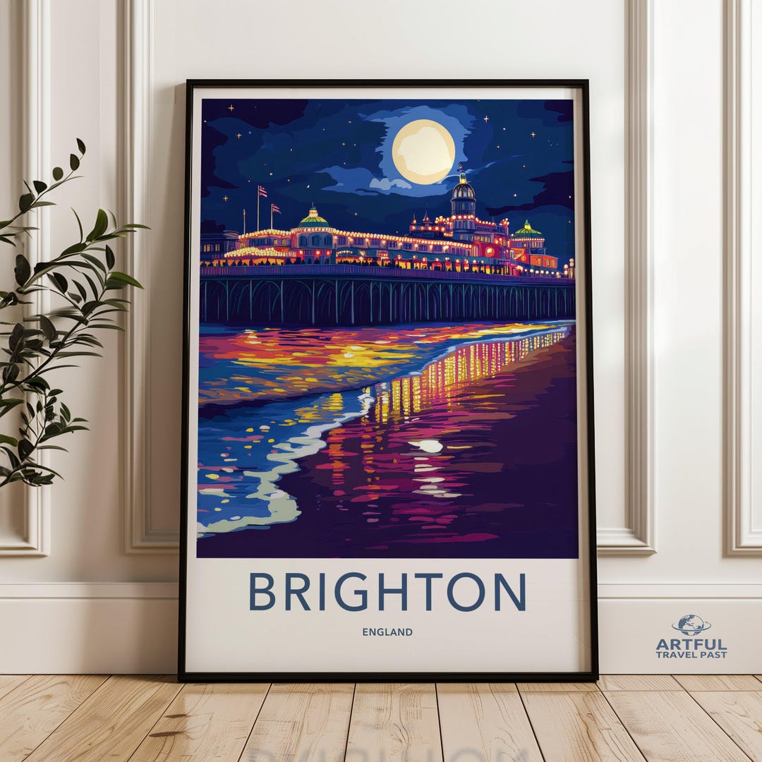 Brighton England Wall Art, Brighton Pier Under Moonlight, Seaside ...