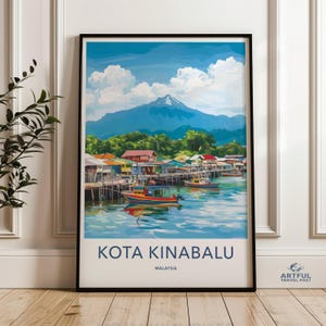 Beautiful Kota Kinabalu Wall Art Print, Vibrant Coastal Scene Decor ...