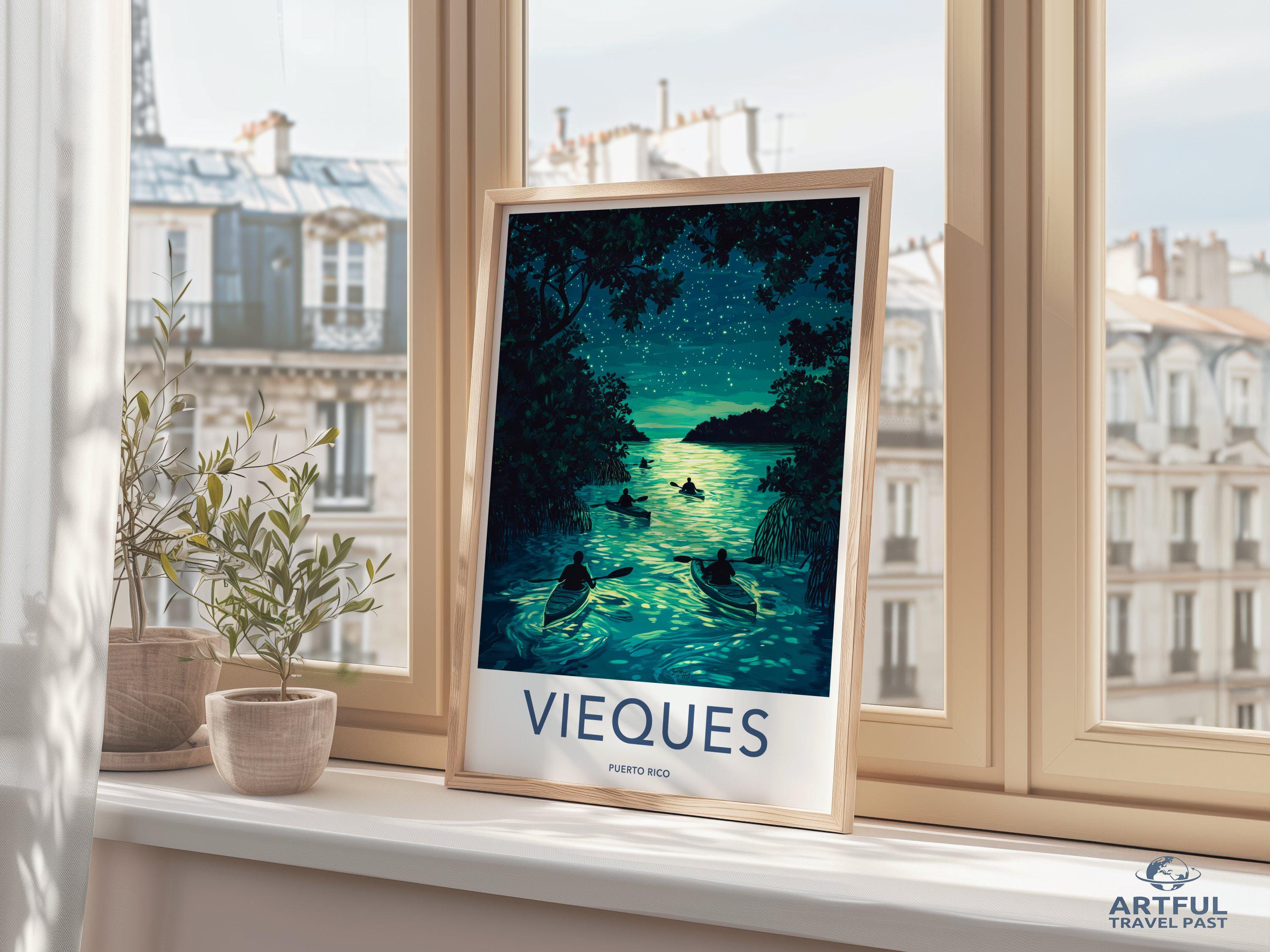 Vieques Puerto Rico Wall Art, Kayaking Under Stars Print, Night River ...
