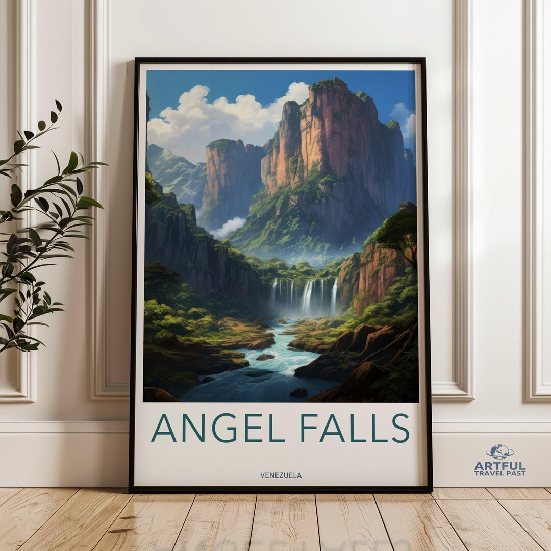 Angel Falls Poster, Venezuela Wall Art, Historical Landmark Decor ...