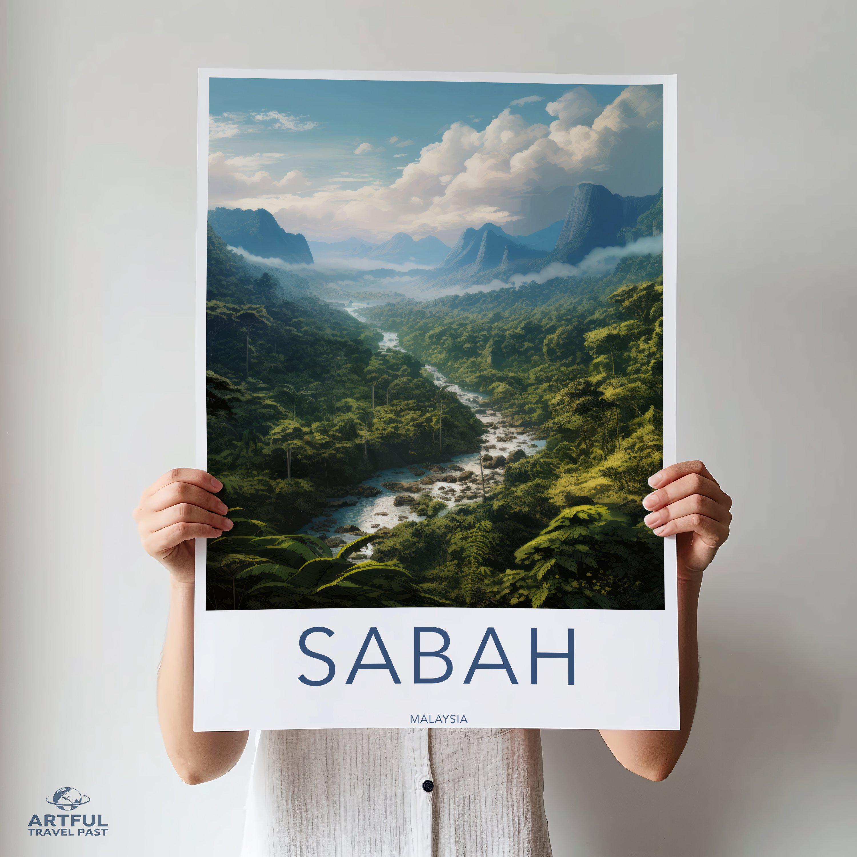 Breathtaking Sabah Malaysia Wall Art Print, Scenic Landscape Poster ...