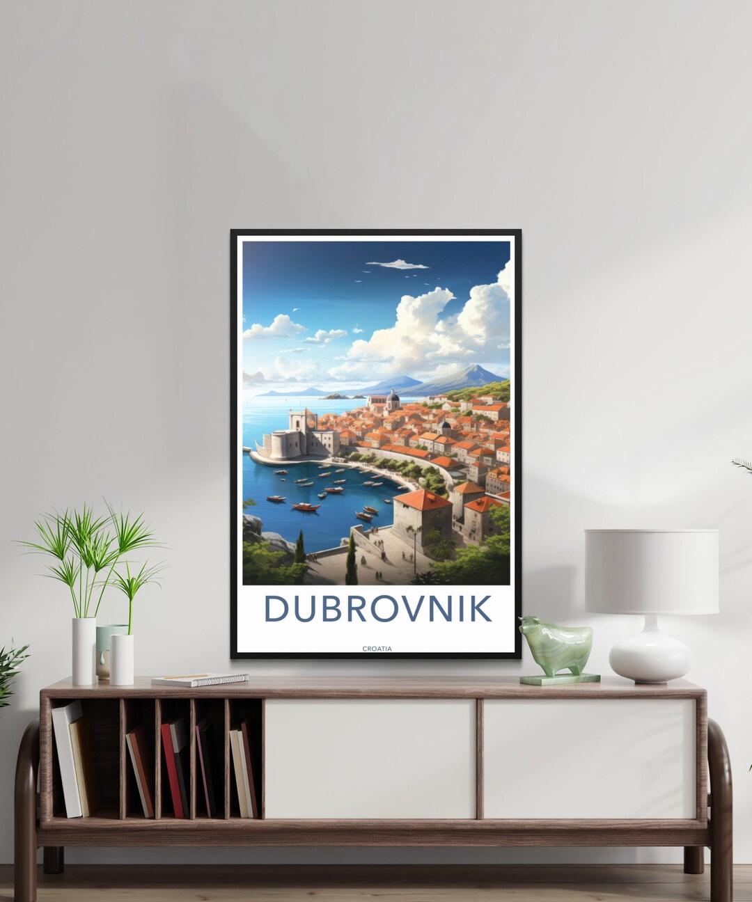 Coastal Dubrovnik Croatia Poster, Vintage Travel Print, Wall Art Home ...