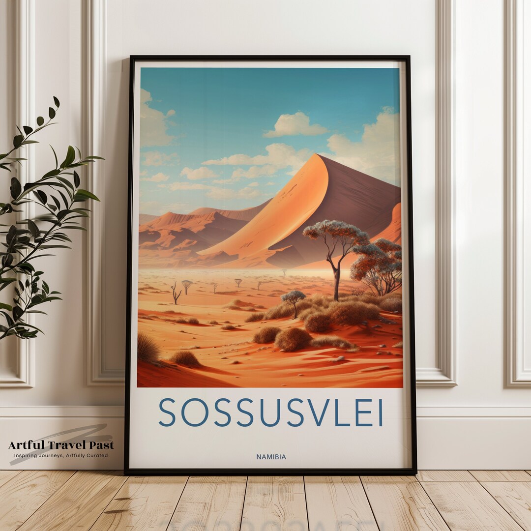 Sossusvlei Wall Art, Namibia Landscape Print, Desert Dunes Art, Scenic Nature Poster, African ...