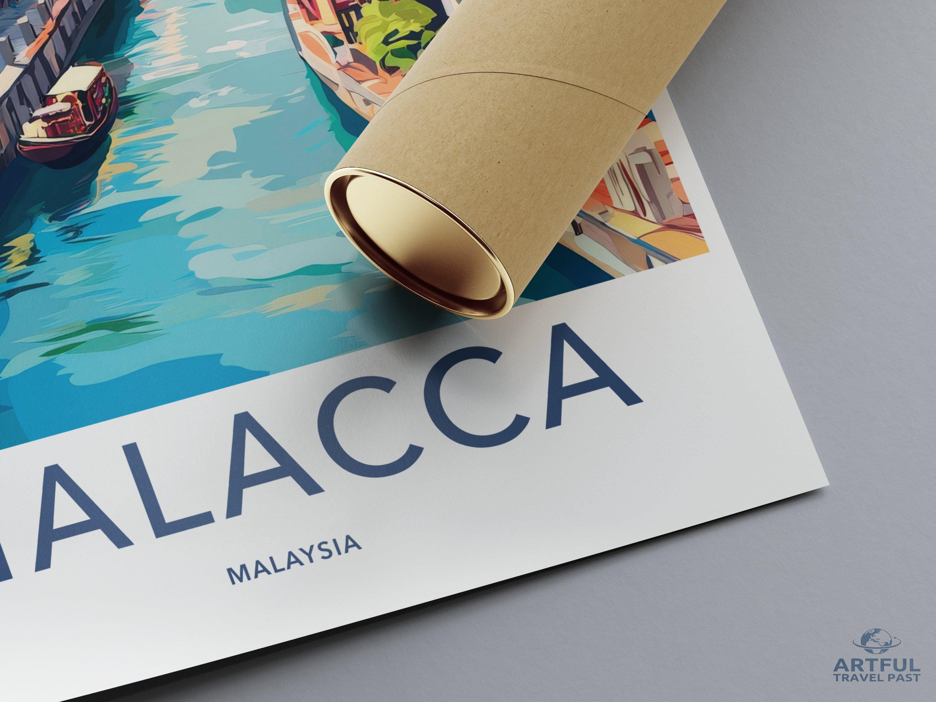 Malacca Malaysia Wall Art Print, Colorful Street and Canal Scene ...