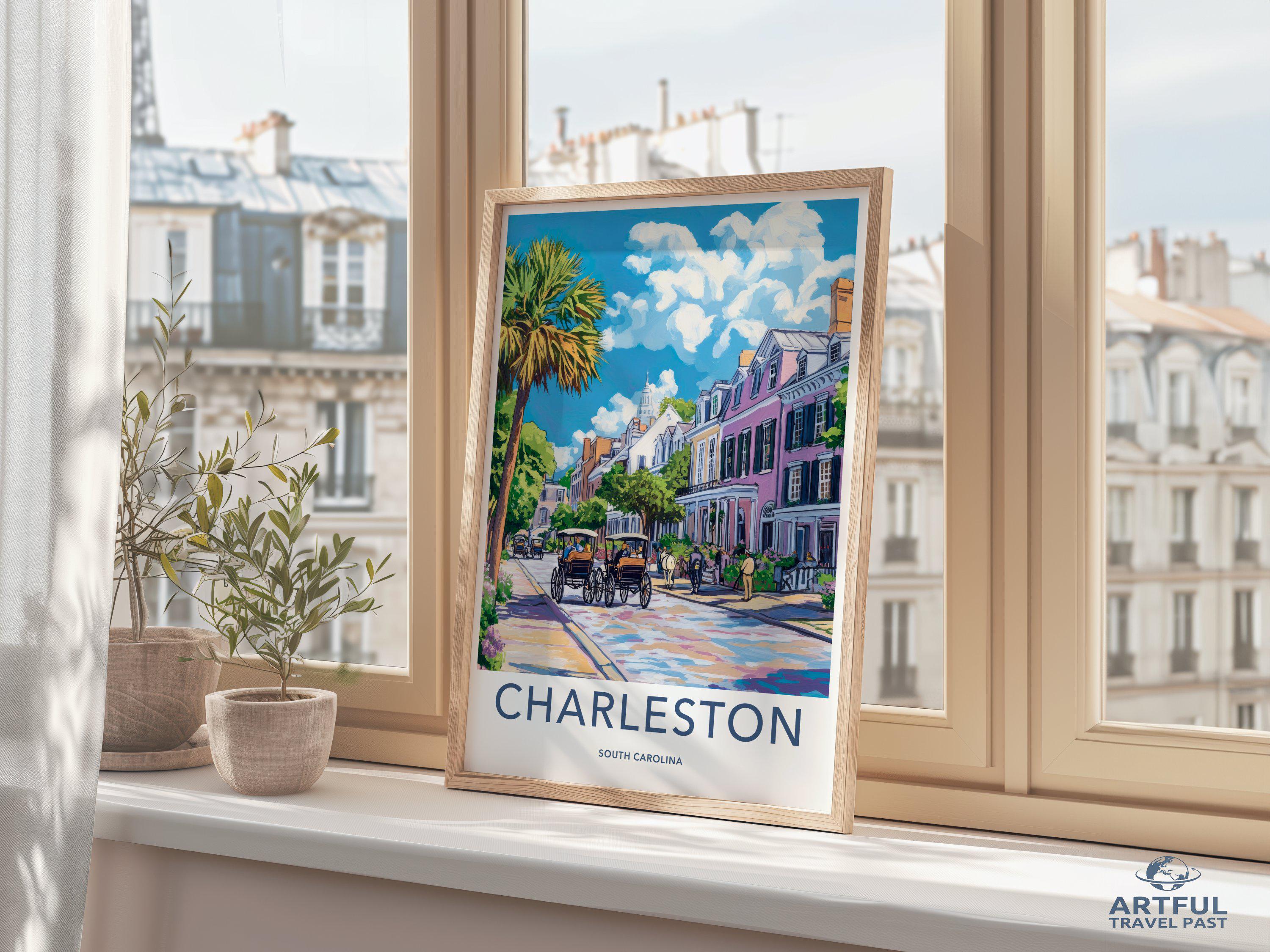 Charleston South Carolina Wall Art Print, Historic Cityscape Poster ...