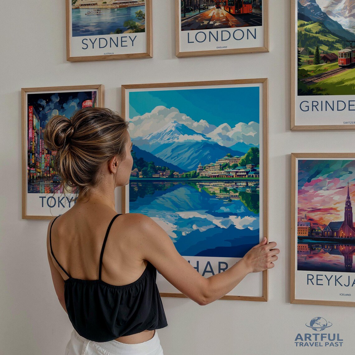 Pokhara Nepal Wall Art Print, Mountain Lake Reflection Poster, Travel ...