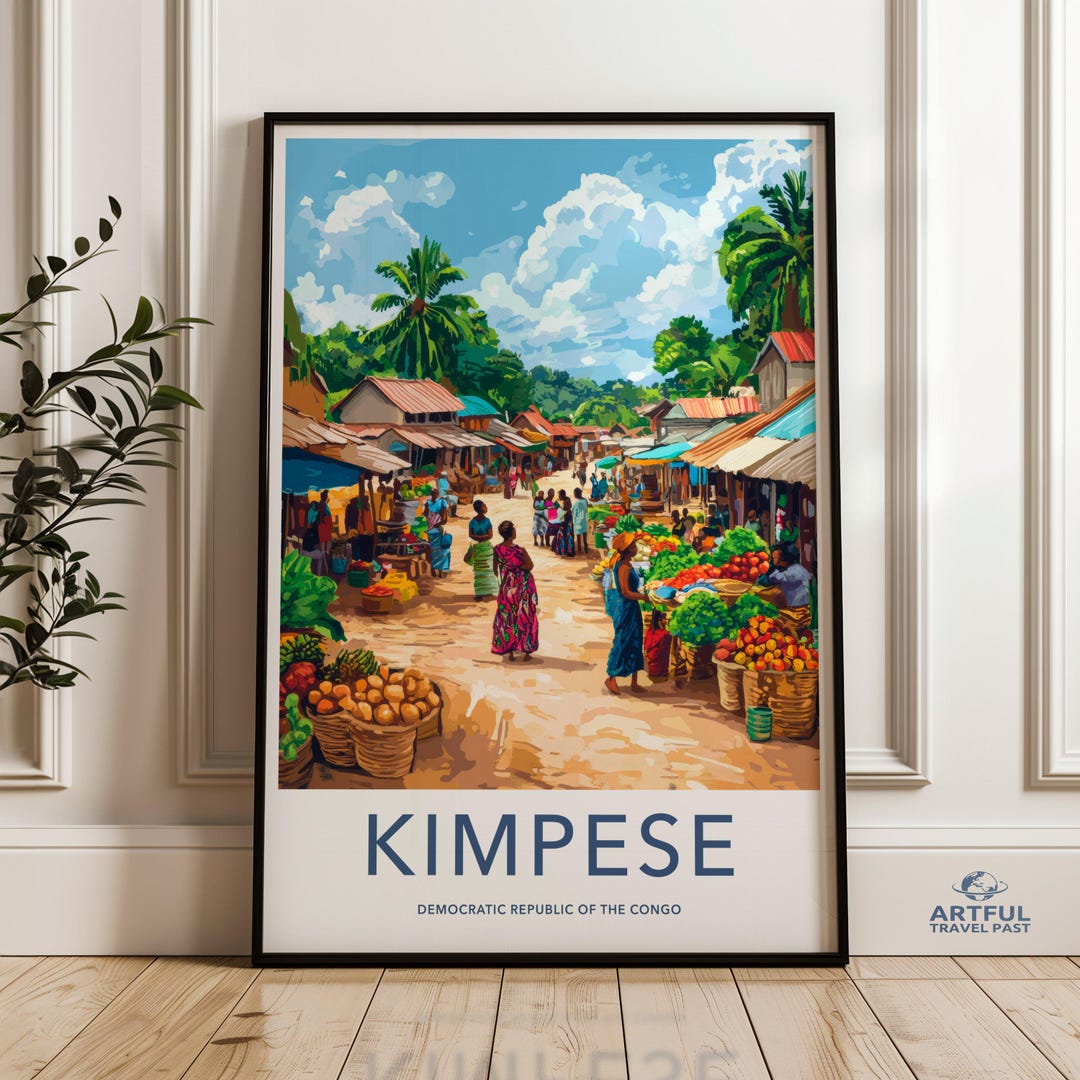 Vibrant Marketplace Wall Art, Colorful Congo Market Print, African ...