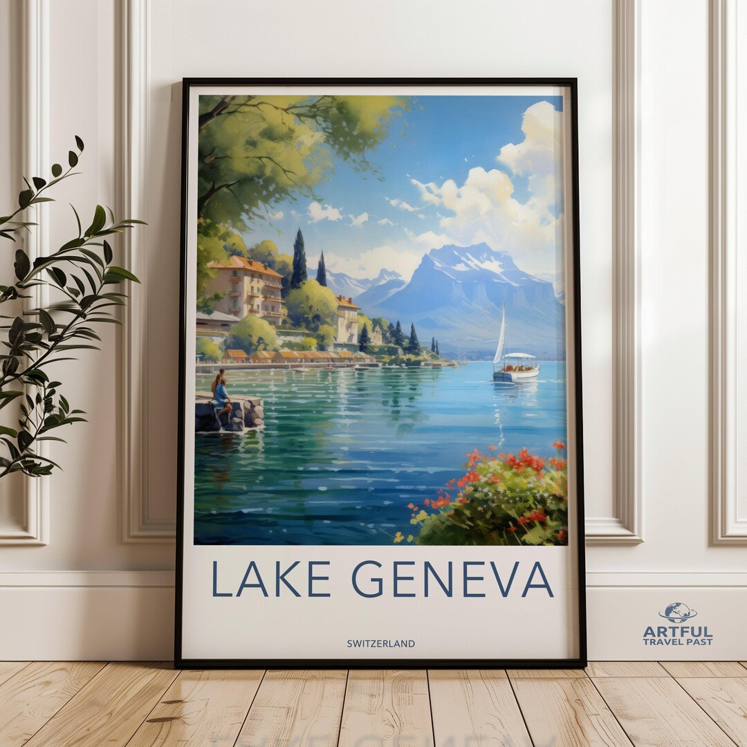 Lake Geneva Wall Art, Swiss Nature Artwork, Beautiful Landscape Poster ...